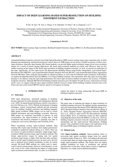 Pdf Impact Of Deep Learning Based Super Resolution On Building Footprint Extraction
