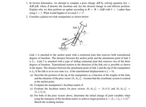 1 In Inverse Kinematics We Attempt To Compute A
