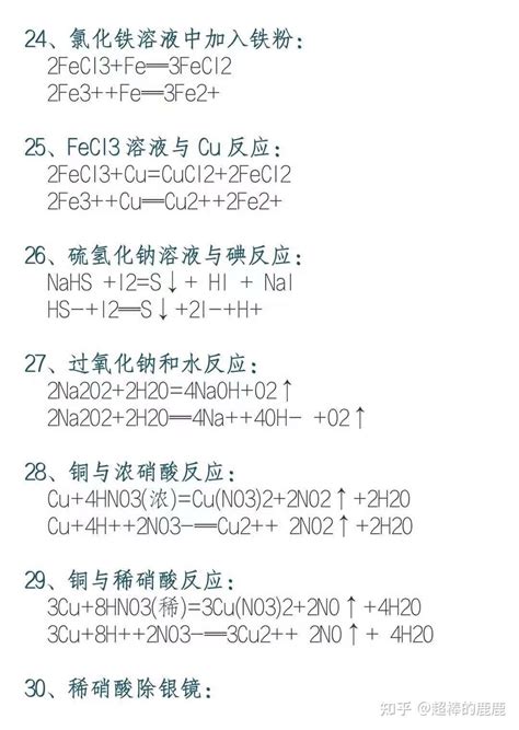 高中化学（重点），66个常考的离子方程式总结！记得打印！ 知乎