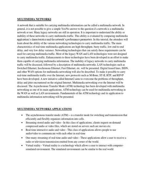 Multimedia Networks Pdf Computer Network Asynchronous Transfer Mode