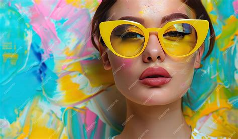 Premium Photo Woman Wearing Yellow Sunglasses