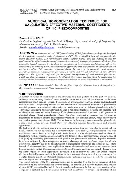 Pdf Numerical Homogenization Technique For Calculating Effective Material Coefficients Of 1 3
