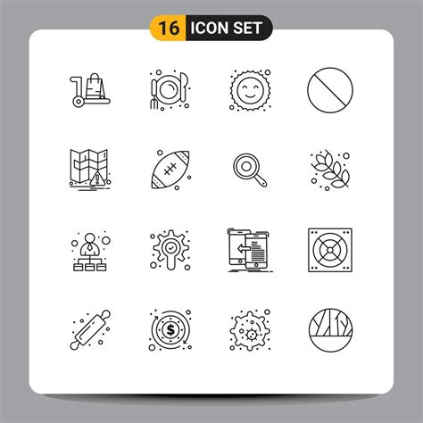 Editable Vector Line Pack Of 16 Simple Outlines Of Ball Navigation