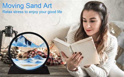 Cccty 12 Inches Moving Sand Art 3d Round Deep Sea Moving Sand Art Liquid Motion 3d