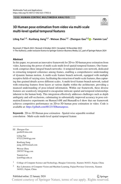 3d Human Pose Estimation From Video Via Multi Scale Multi Level Spatial Temporal Features