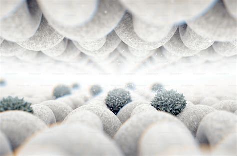 A Microscopic Close Up View Between Layers Of Simple Woven Textile And A Visible Germ Particle