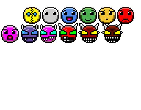 Geometry Dash Difficultys Pixel Art