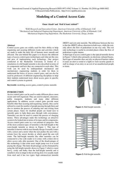 PDF Modeling Of A Control Access Gate