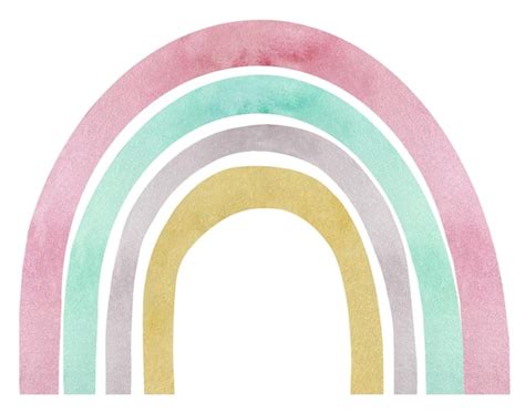 핑크 중립 색상의 수채화 Boho 보육 무지개 프리미엄 벡터
