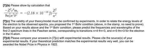 Solved 71 H Like Atom Bohrs Model Continued From 10pts