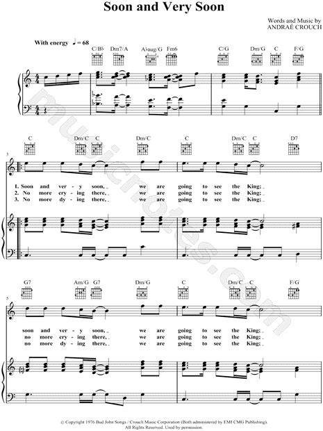 Andraé Crouch Soon And Very Soon Sheet Music In C Major Transposable