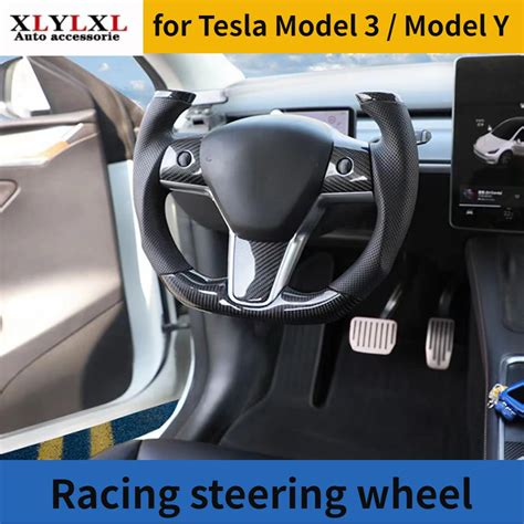 테슬라 모델 3 U 레이싱 스티어링 휠 테슬라 모델 Y 가죽 핸들 테슬라 모델 S 모델 X Aliexpress