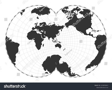 Vector World Map Augusts Epicycloidal Conformal Stock Vector Royalty