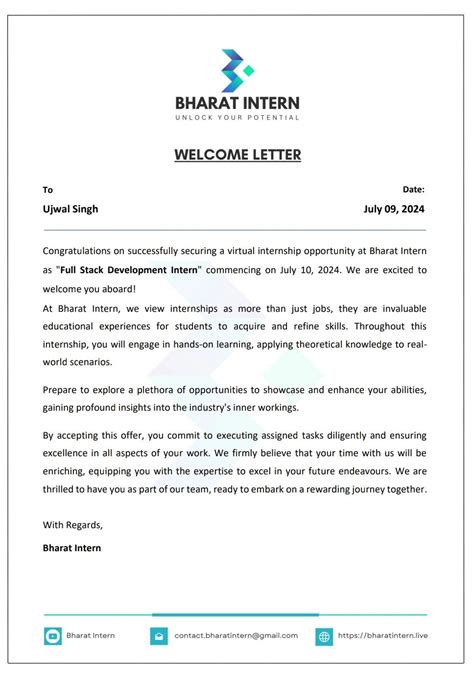 Ujwal Singh On Linkedin Internship Fullstackdevelopment Skills Bharatintern