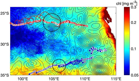 Trajectories Of The Two Floats And Eddies Float 6296 Red Solid Line