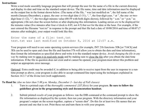 Solved Instructions Write A Real Mode Assembly Language