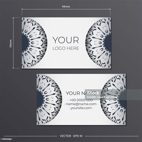 검은 빈티지 패턴과 디자인 명함 흰색 을 인쇄하기위한 템플릿 그리스 장식과 명함 준비 0명에 대한 스톡 벡터 아트 및 기타