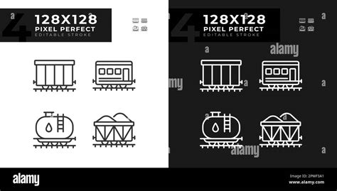 Rail Wagon Pixel Perfect Linear Icons Set For Dark Light Mode Stock Vector Image And Art Alamy