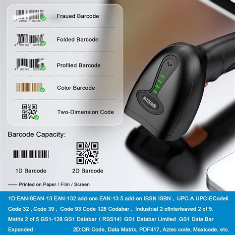 Symcode Wireless Barcode Scanner USB Cordless 2D QR 1D Barcode Reader One To One Mode Or More
