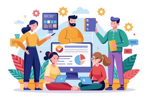 A Creative Team Collaborates On Designing A User Friendly Interface With Laptops And Digital