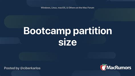 bootcamp partition size macrumors forums