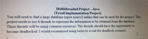 Solved Multithreaded Project Java Tread Implementation