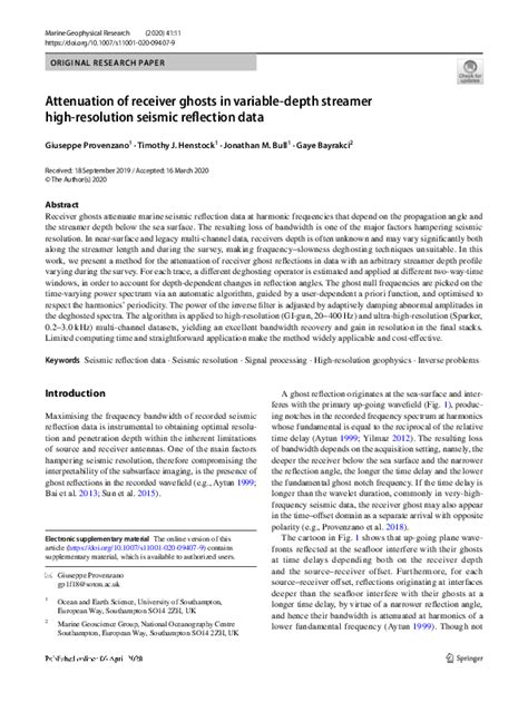 Pdf Attenuation Of Receiver Ghosts In Variable Depth Streamer High Resolution Seismic