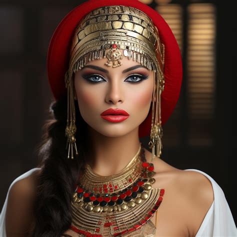 premium ai image a model with a red lips and a red hat with a black