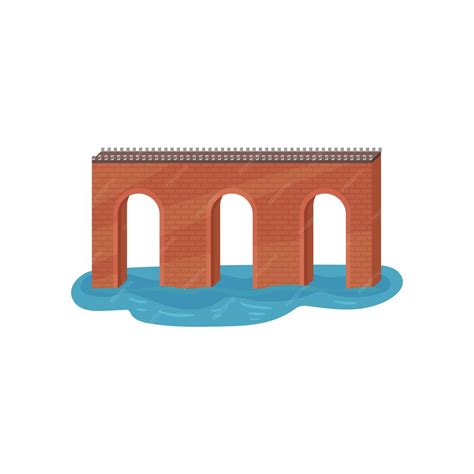 Premium Vector Old Brick Arch Bridge Walkway Across The River Construction For Transportation