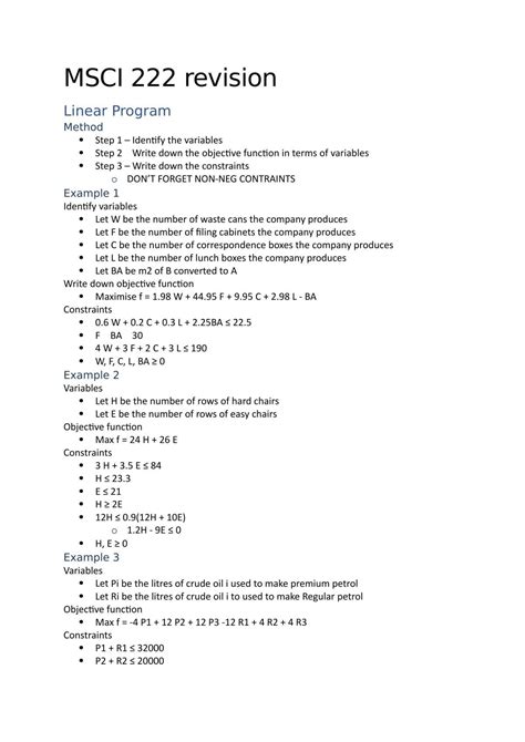 Optimisation Notes Msci222 Optimisation Lancaster Thinkswap