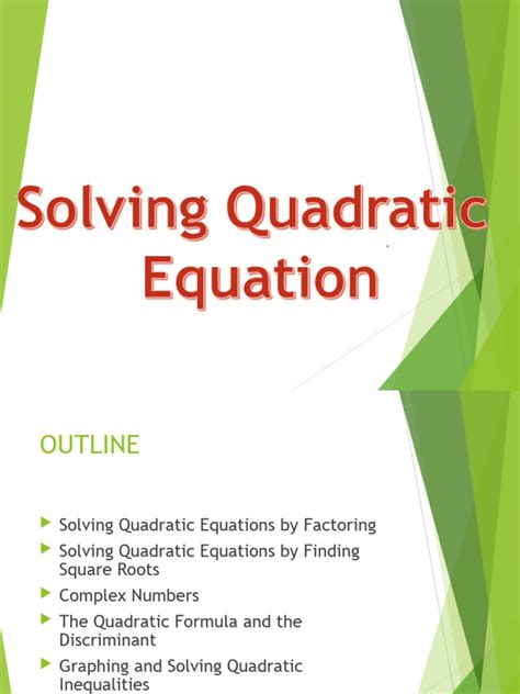 G9 Math Q1 Week 4 Solving Quadratic Equation Pdf Quadratic Equation Complex Number