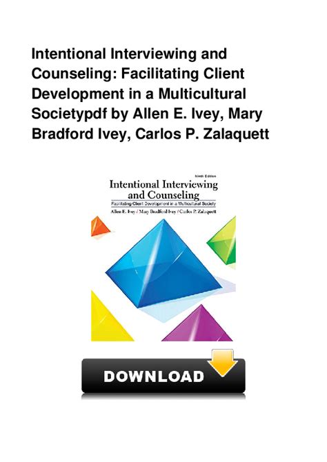 Pdf Intentional Interviewing And Counseling Facilitating Client Development In A