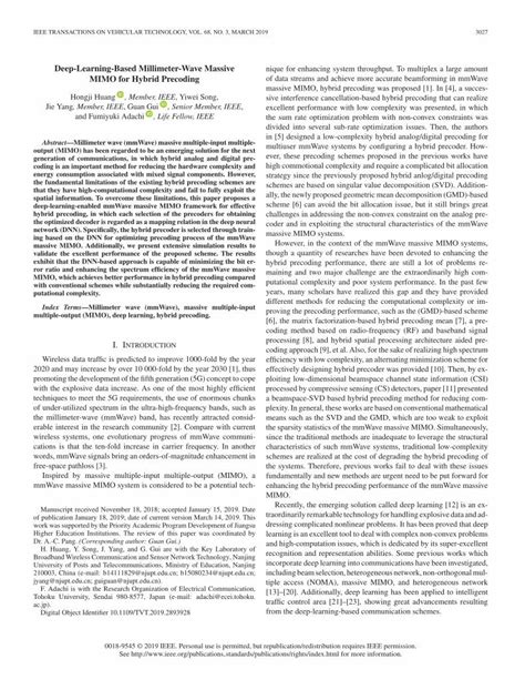 pdf deep learning based millimeter wave massive mimo for