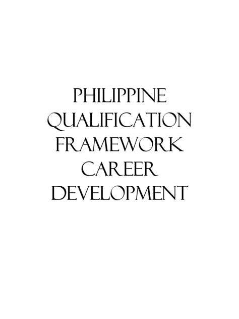 Philippine Qualification Framework Career Development Pdf