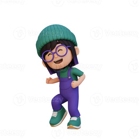 3d Cute Girl Happy Dancing 35567333 Png