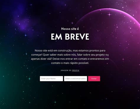 Em Breve Bloco Com Fundo Modelo HTML Por Nicepage