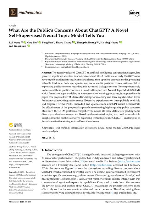 Pdf What Are The Publics Concerns About Chatgpt A Novel Self Supervised Neural Topic Model