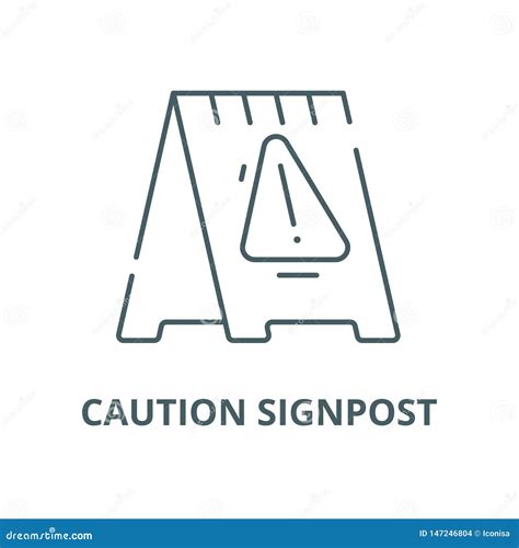 Caution Signpost Vector Line Icon Linear Concept Outline Sign Symbol Stock Vector