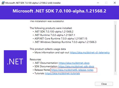 Info For Net 70 Are Not Updated On Net 7 Sdk Installation Wizard