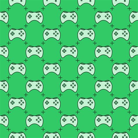 Videogame Controller Vector Wireless Console Joypad Green Seamless Pattern Vector Art