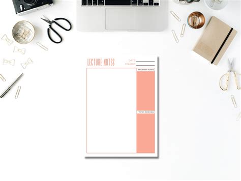 Lecture Notes Template Printable Lecture Notes Note Taking Template College Student Notes