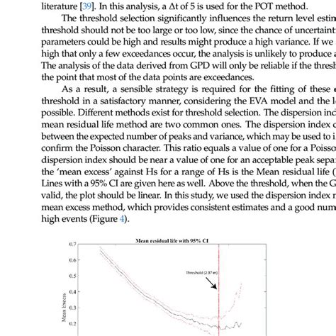 the mean residual life mrl method of the estimation of the threshold