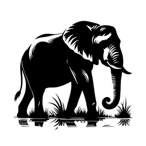 Premium Vector Elephant Black Silhouette Isolated On White Background