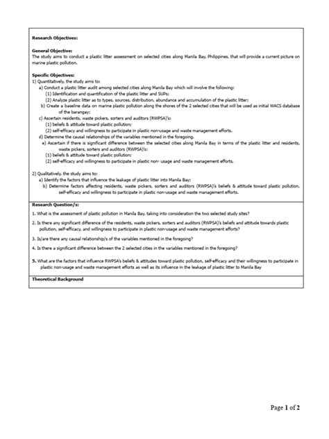 Rrl Frameworks Research Objectives Questions And Hypotheses Pdf