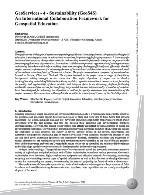 Pdf Geoservices 4 Sustainability Geos4s An International Collaboration Framework For