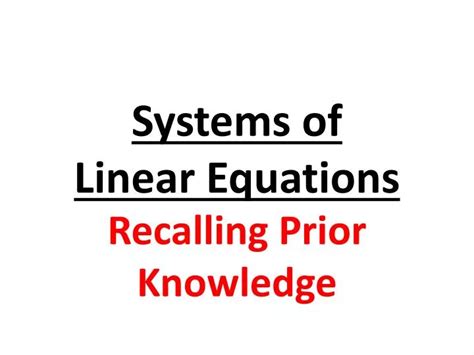 PPT Systems Of Linear Equations PowerPoint Presentation Free Download ID