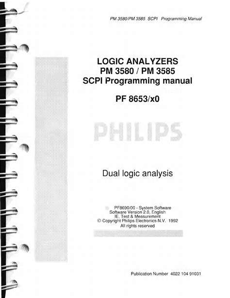 Phillips Pm3580 Pm3585 Logic Analyzer Scpi Programming Manual Service