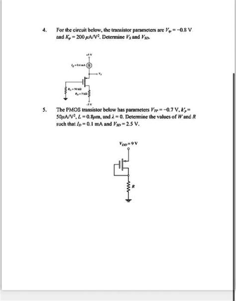 For The Circuit Belowthe Transistor Parameters Are V 08v And K200av2determine Vs And Vs 5 The