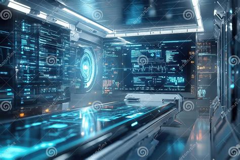 Futuristic Control Room With Advanced Technology And Interactive
