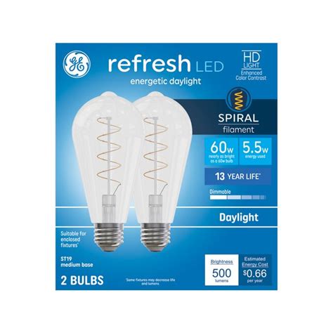 Ge Refresh Hd Spiral Filament 60 Watt Eq St19 Daylight Medium Base E